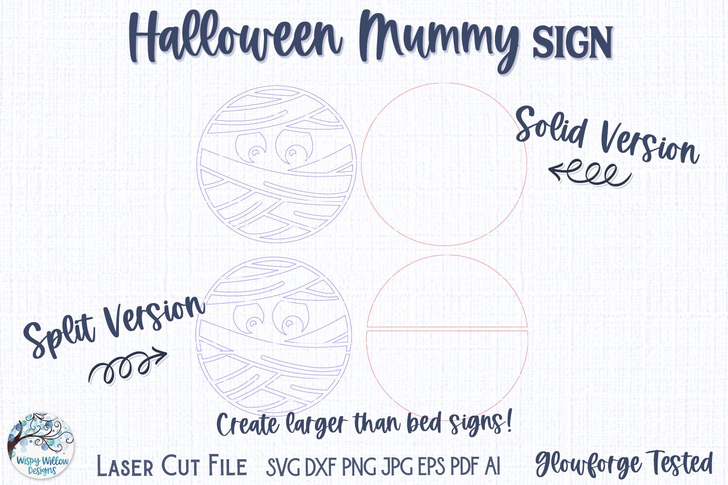 Halloween Mummy Sign SVG File for Glowforge or Laser Cutter, Round ...