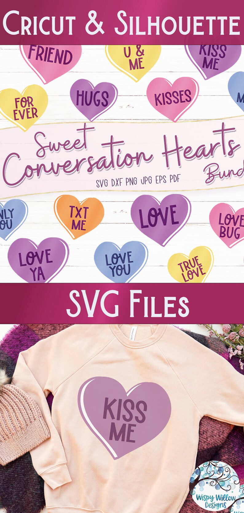 Sweet Valentine's Day Conversation Hearts SVG Bundle - Etsy