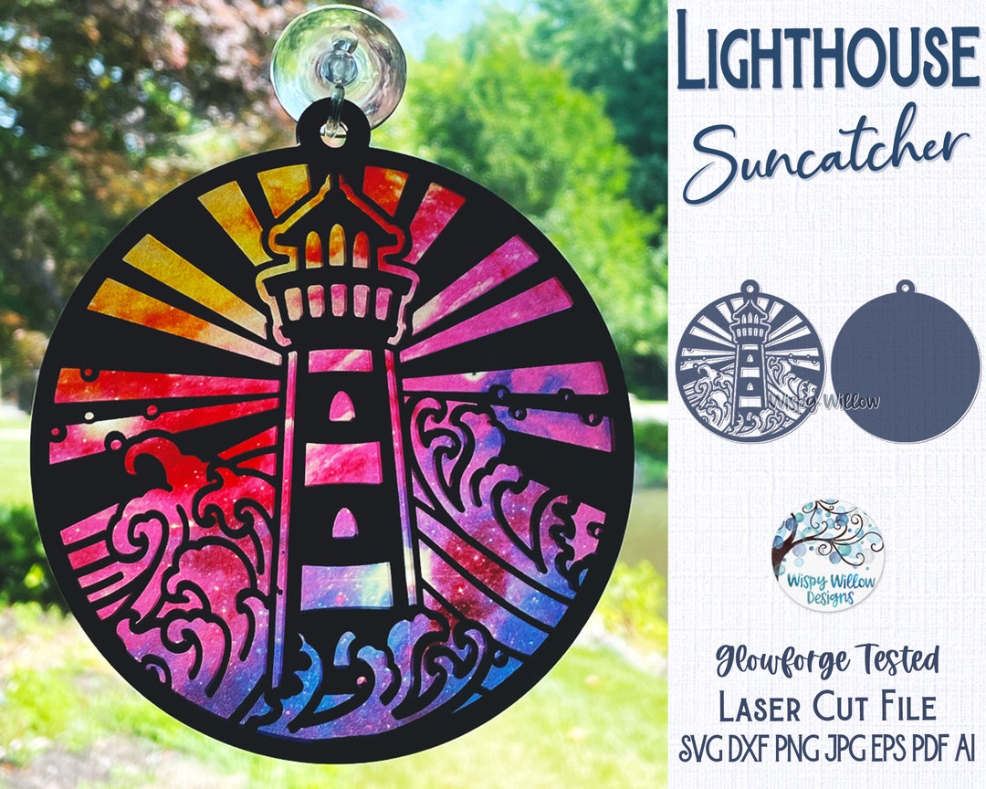 Lighthouse Suncatcher for Glowforge or Laser Cutter SVG, Summer Beach ...