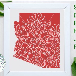 Arizona Floral Mandala SVG, DXF Pdf Png Digital Download File, AZ Svg ...
