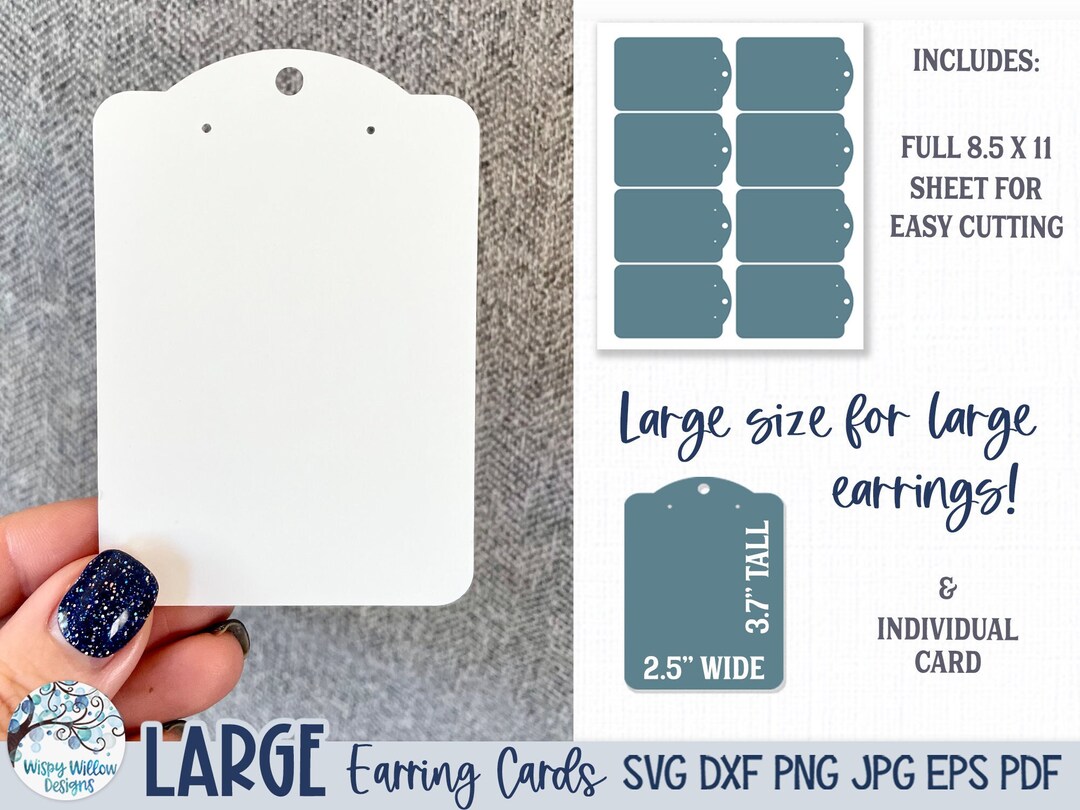 Large Earring Card SVG, Jewelry Display Card, Cardstock Earring Design ...