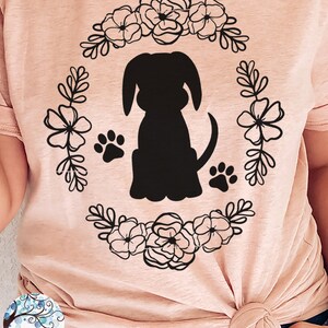 Dog With Flowers SVG, Floral Dog Svg, Dog and Flowers, Dog Sign Svg ...