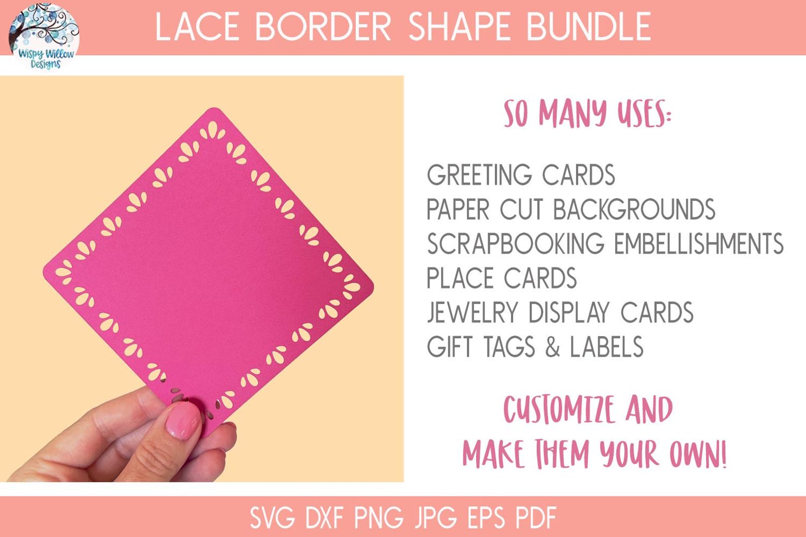 Lace Border Paper Cut Out Shape SVG Bundle for Cricut, Cardmaking ...