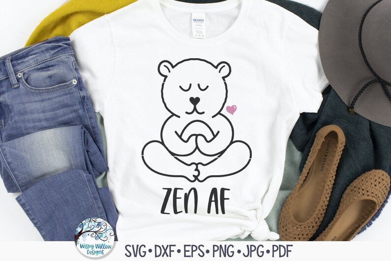 Zen AF SVG, Cute Yoga Bear SVG, Funny Meditating Bear Outline, Yoga ...