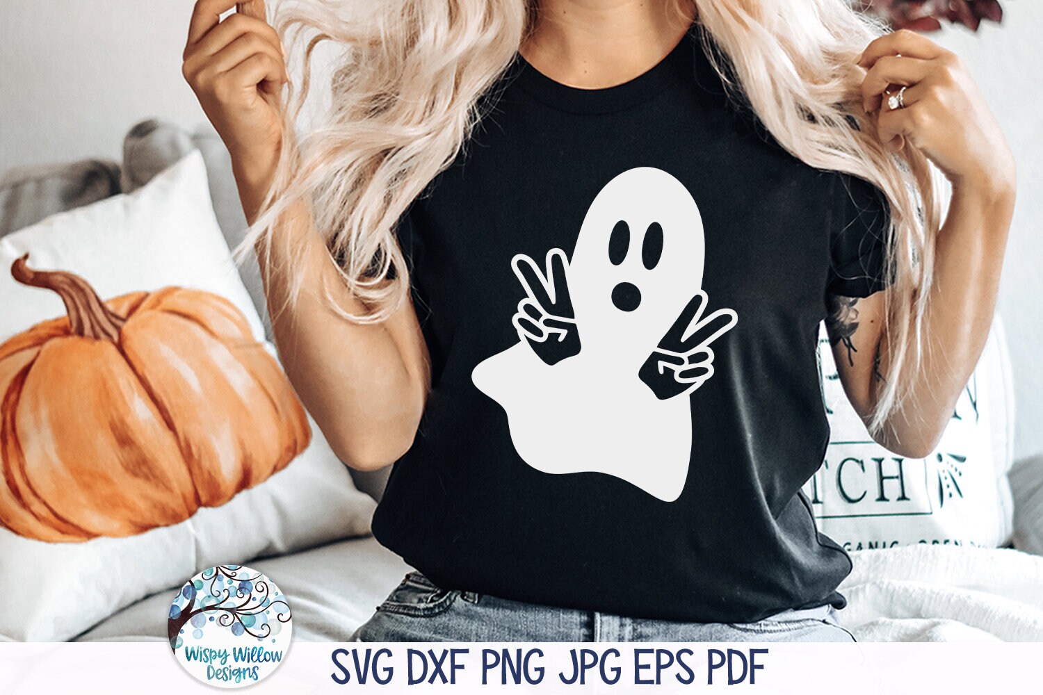 Ghosts With Peace Fingers SVG for Cricut, Cute Halloween Ghost Peace ...