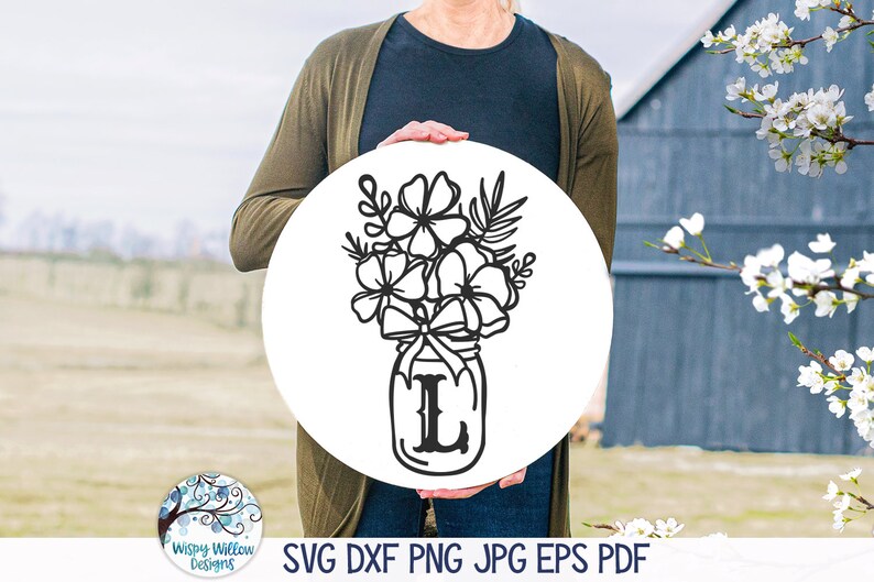 Farmhouse Flowers Monogram Alphabet SVG Bundle for Cricut, Mason Jar ...