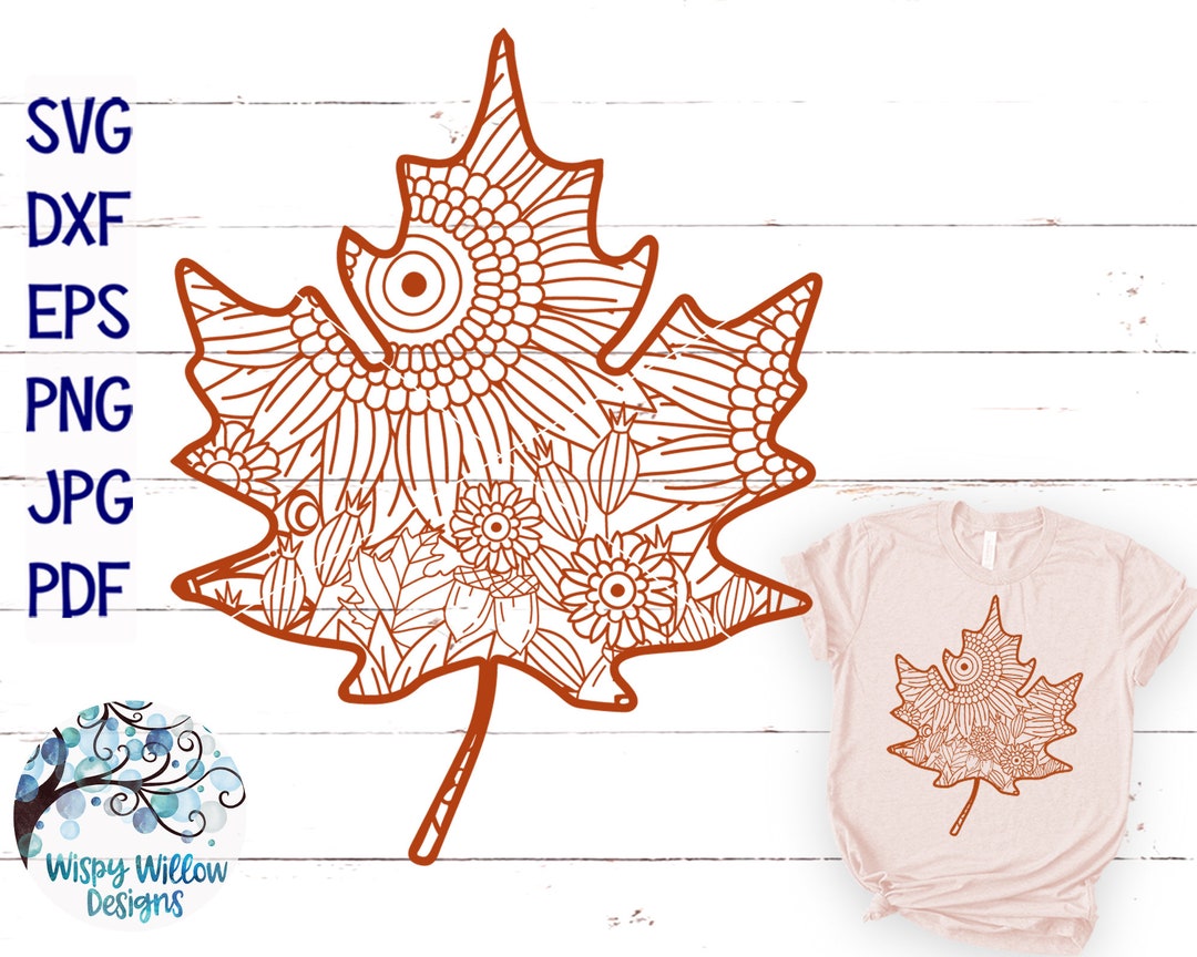 Fall Leaf Zentangle SVG, Fall Svg, Maple Leaf Mandala Svg, Fall ...