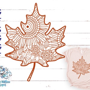 Fall Leaf Zentangle SVG, Fall Svg, Maple Leaf Mandala Svg, Fall ...