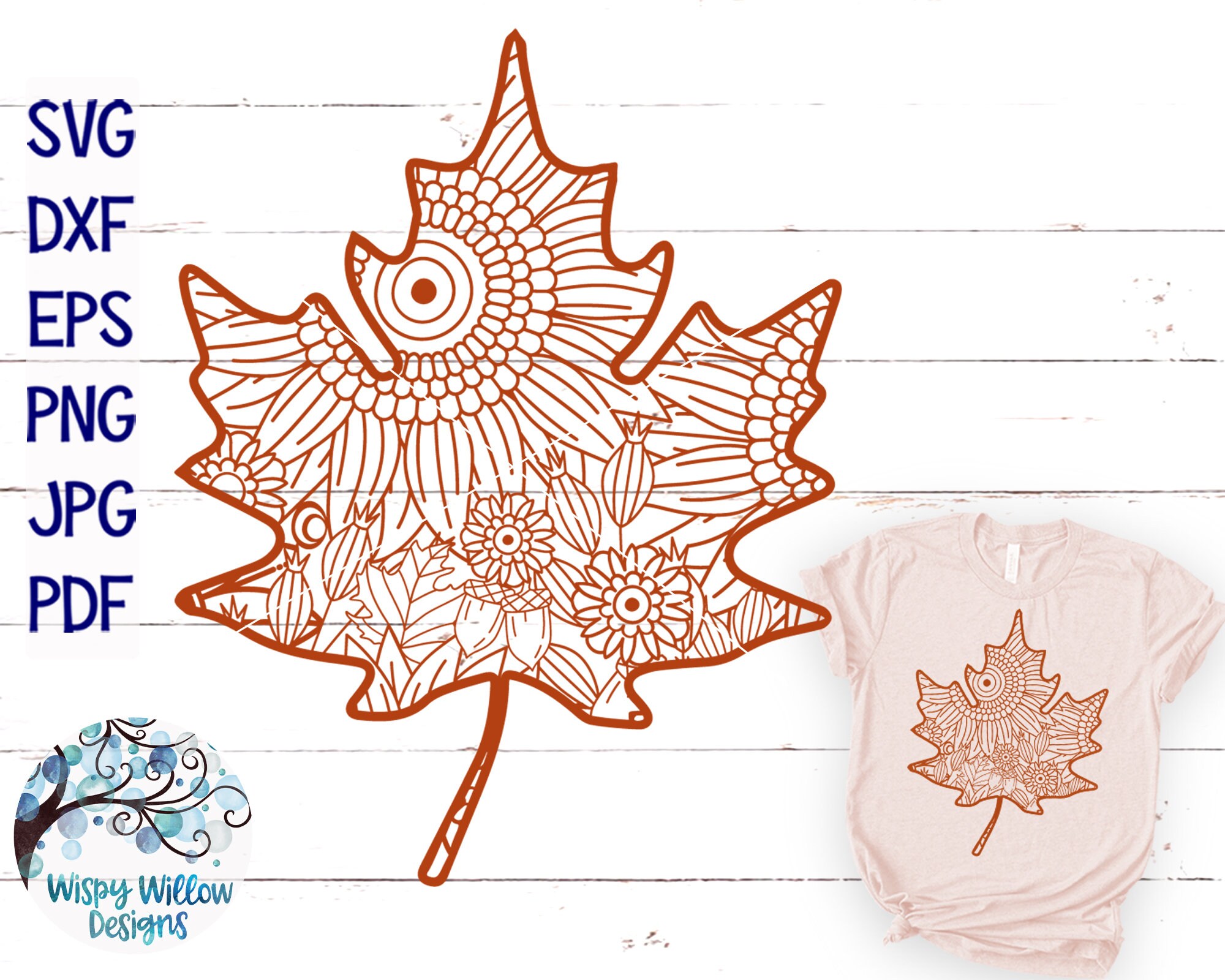Fall Leaf Zentangle SVG Fall Svg Maple Leaf Mandala Svg | Etsy