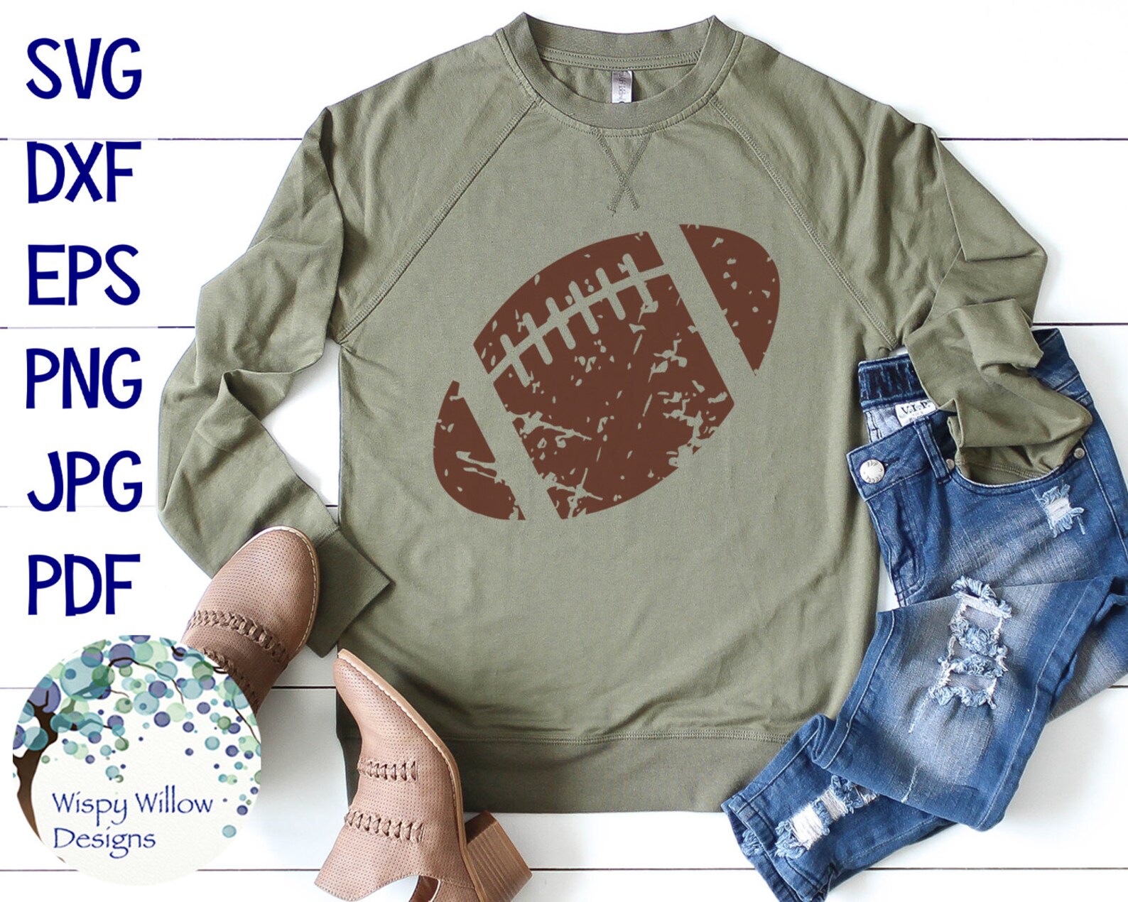 Distressed Grunge Football SVG, DXF, PNG, Jpg, Eps, Football, Sports ...