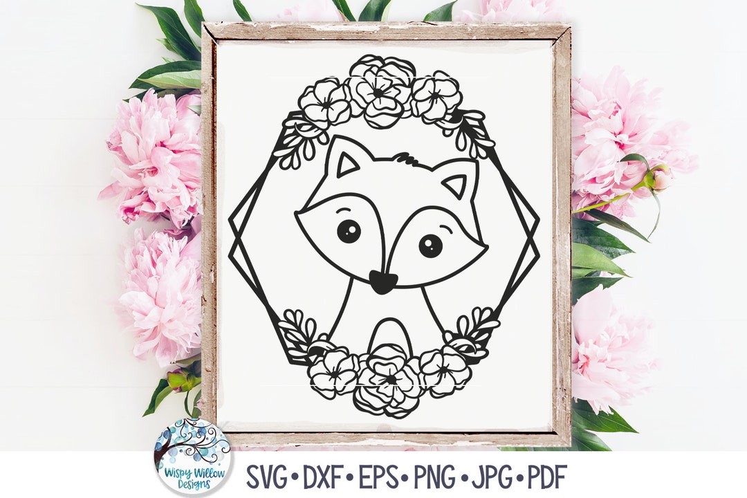 Cute Fox With Flowers SVG, Floral Fox for Cricut, Baby Animal, Floral ...