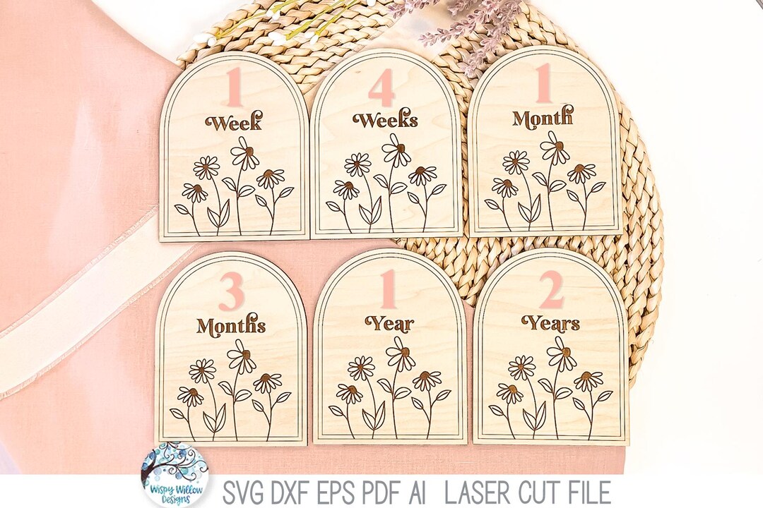 Baby Girl Milestone SVG File Bundle, Laser Cutter, Wildflower Week ...