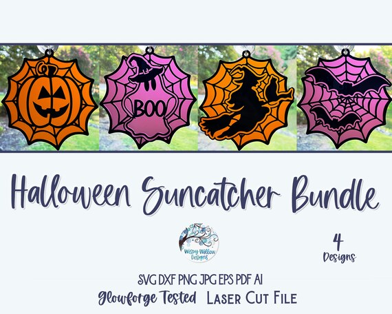 Halloween Suncatcher SVG Bundle for Glowforge or Laser Cutter - Etsy