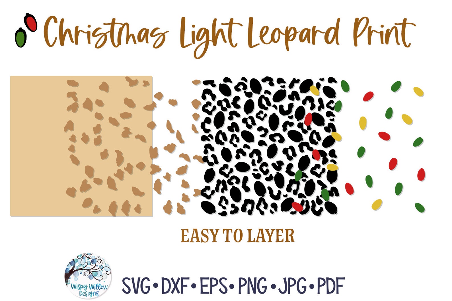 Christmas Light Leopard Print SVG Bundle for Cricut Winter - Etsy