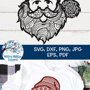 Santa Zentangle SVG, Mandala Santa Claus SVG, Santa Mandala, Christmas ...