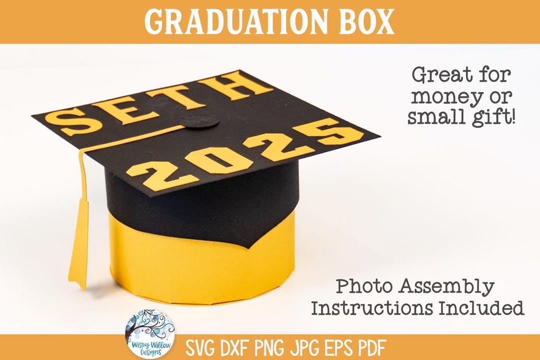 Graduation Cap Box SVG File for Cricut, DIY Papercut Money Holder Gift ...