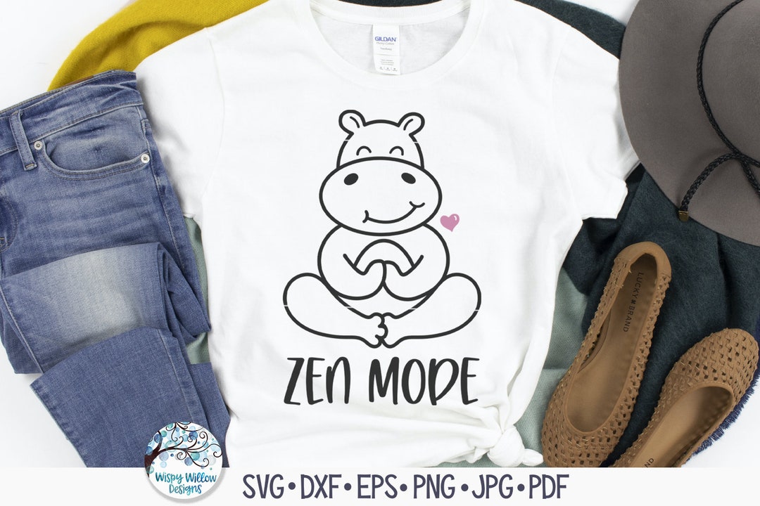 Zen Mode Hippo SVG, Cute Yoga Hippo SVG, Funny Meditating Bear Outline ...