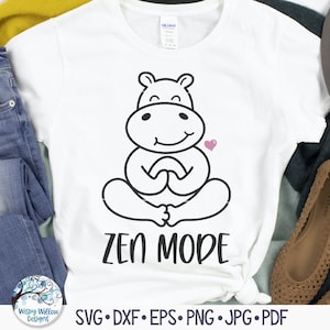 Zen Mode Hippo SVG, Cute Yoga Hippo SVG, Funny Meditating Bear Outline ...