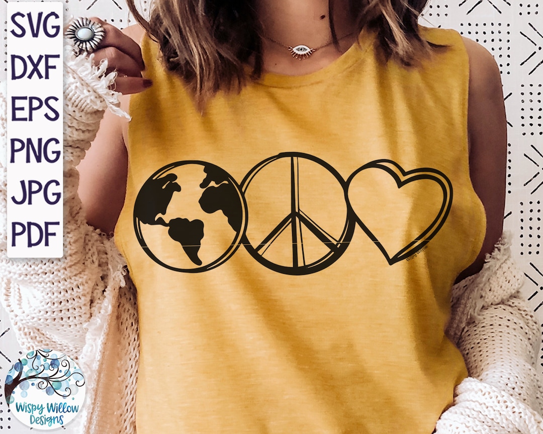 Earth Peace and Love SVG, Earth Day Svg, Hippie SVG, Nature, Earth ...