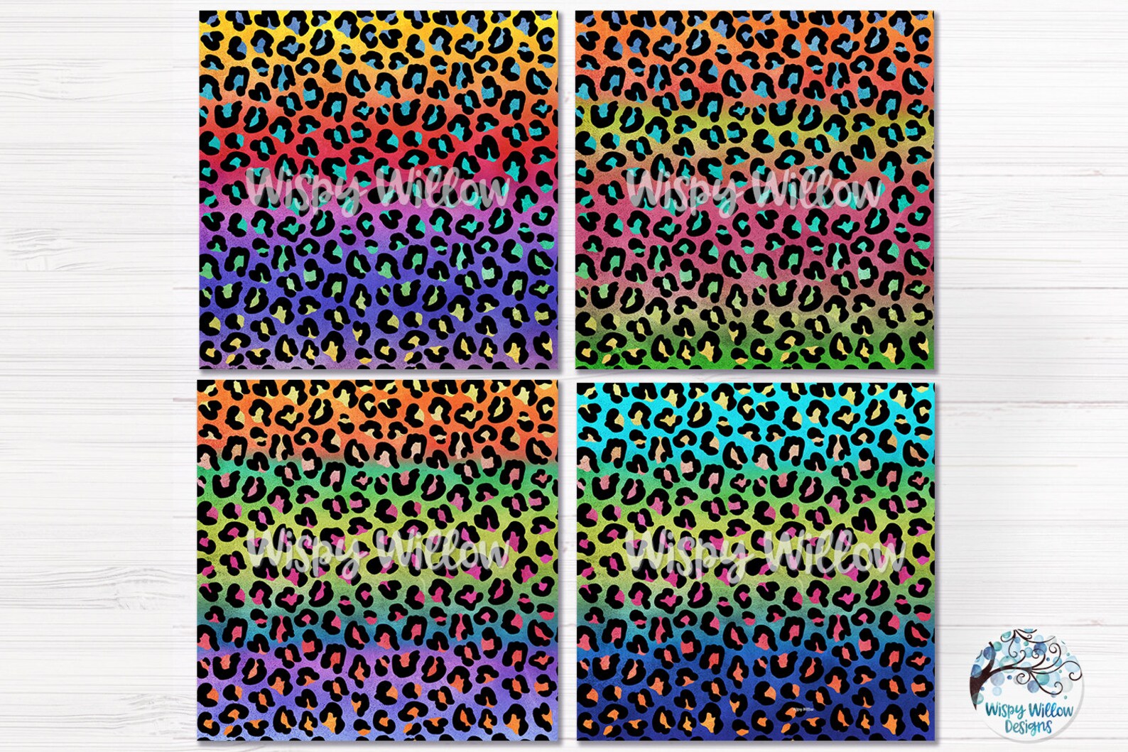 Rainbow Leopard Print Digital Papers Bundle Leopard Print - Etsy