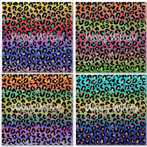 Rainbow Leopard Print Digital Papers Bundle, Leopard Print Paper PNG ...