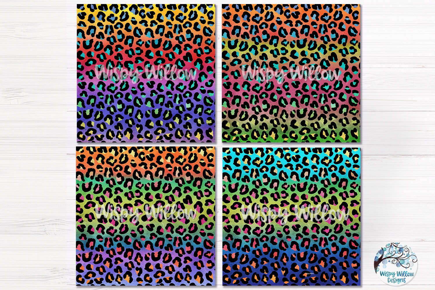 Rainbow Leopard Print Digital Papers Bundle Leopard Print - Etsy