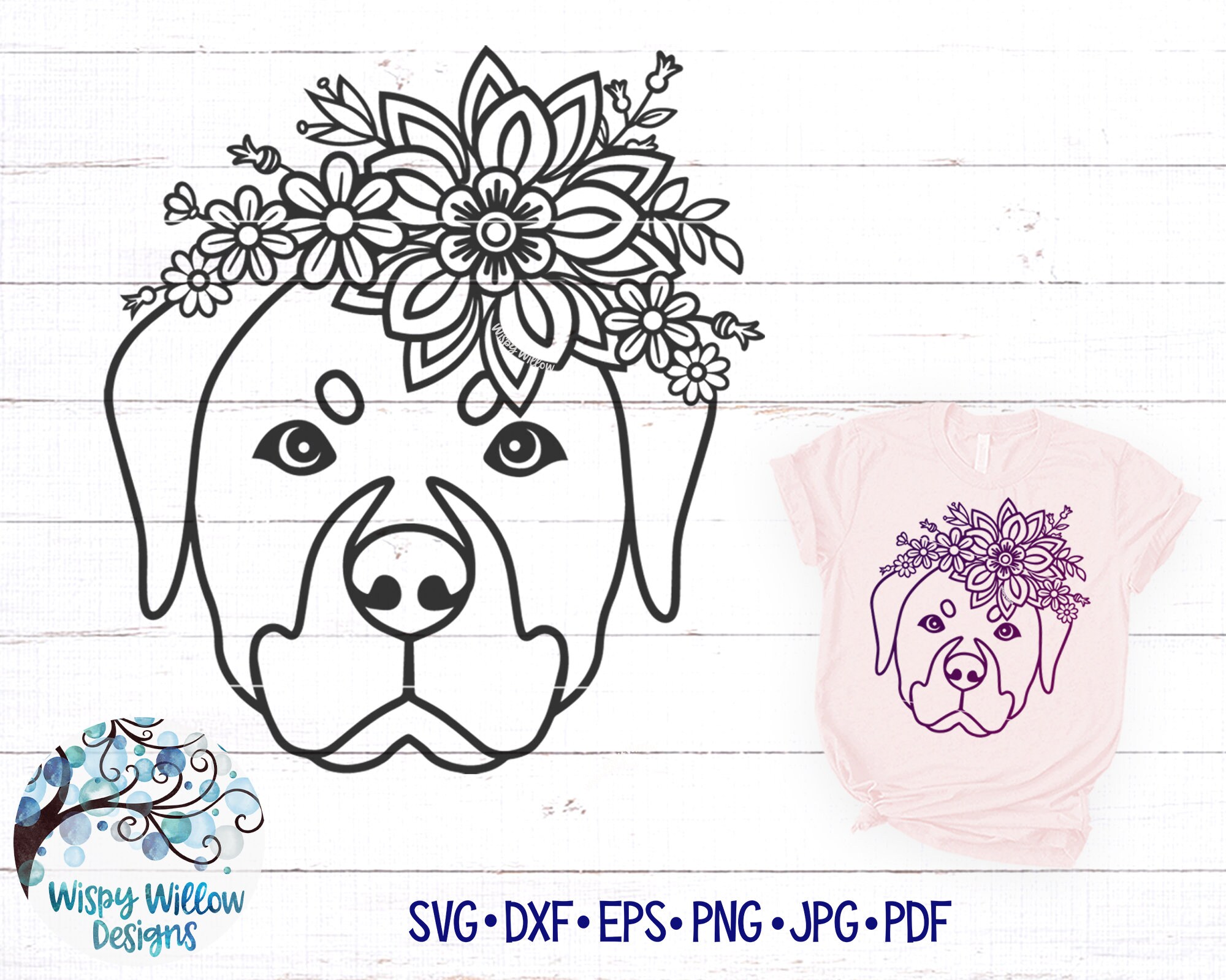 Floral Rottweiler Dog SVG, DXF, Dog With Flowers, Rottweiler Mandala ...