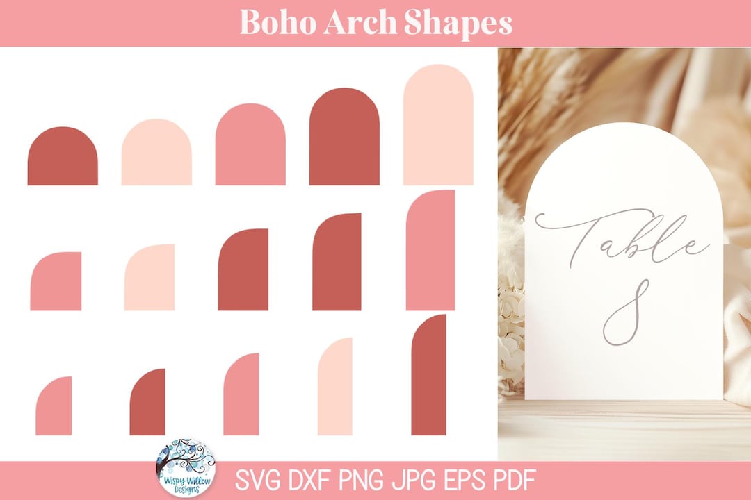 Boho Arch SVG Cut File Bundle for Cricut, Chiara Arch Sign Template ...