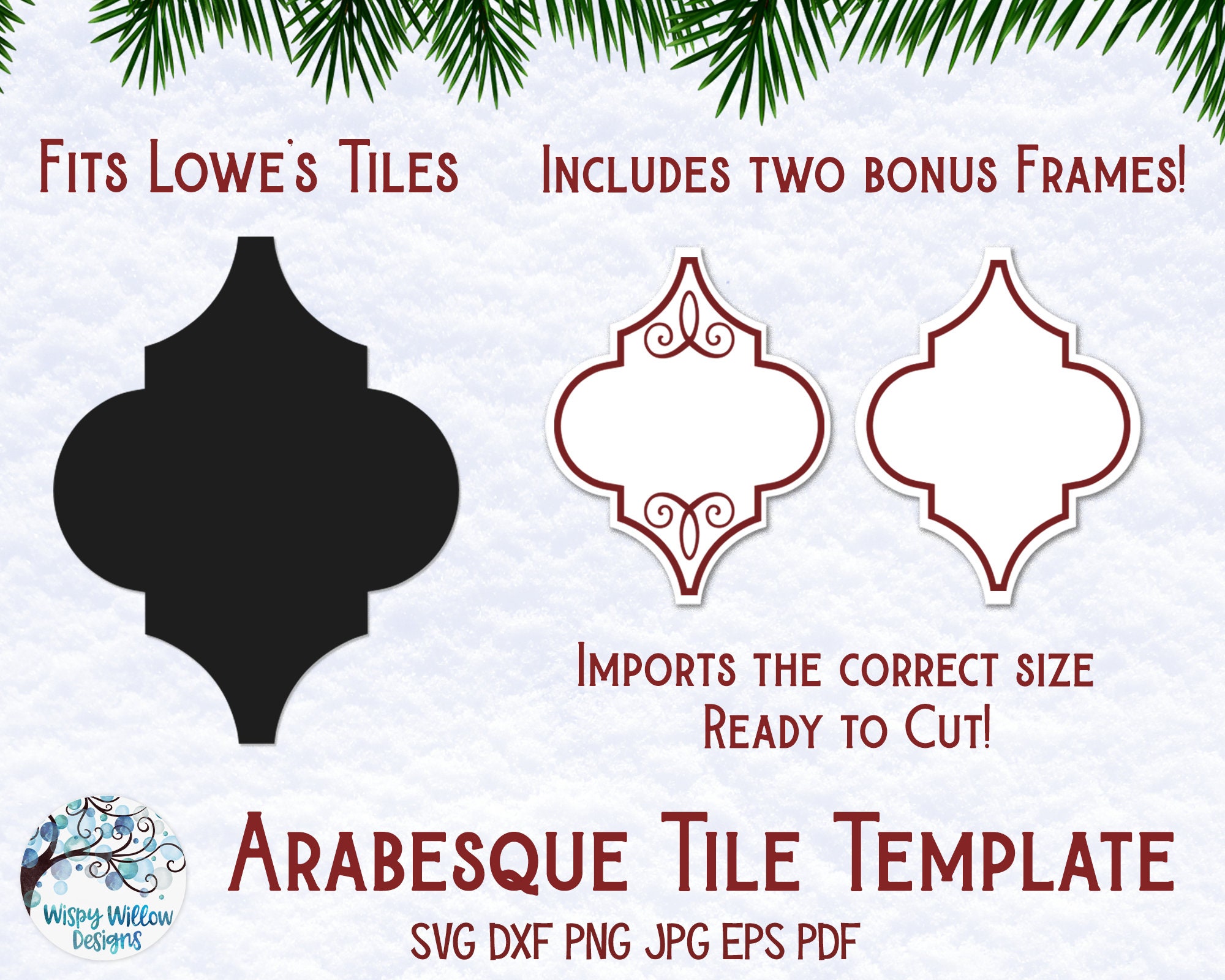 Arabesque Christmas Ornament SVG Template and Frames Lowes - Etsy