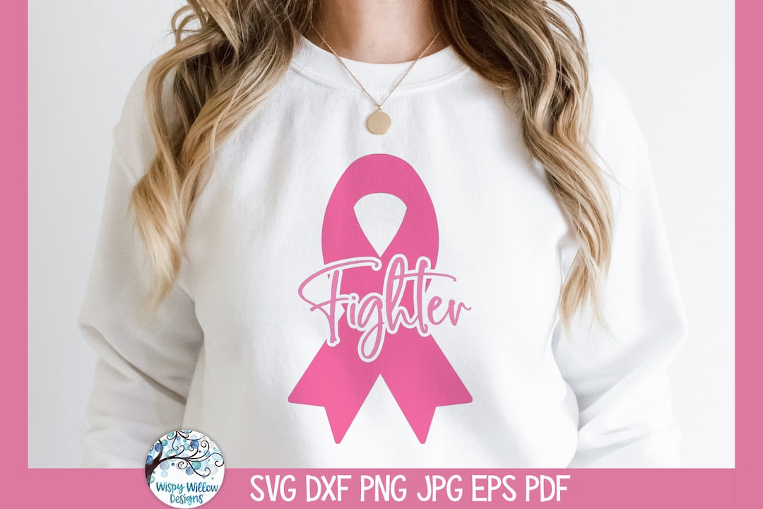 Fighter Ribbon SVG Breast Cancer Svg Pink Cancer Awareness - Etsy