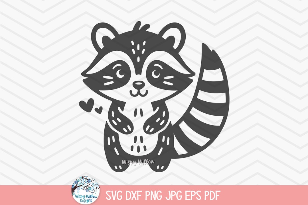 Raccoon SVG for Cricut, Baby Raccoon Drawing, Cute Woodland Forest ...