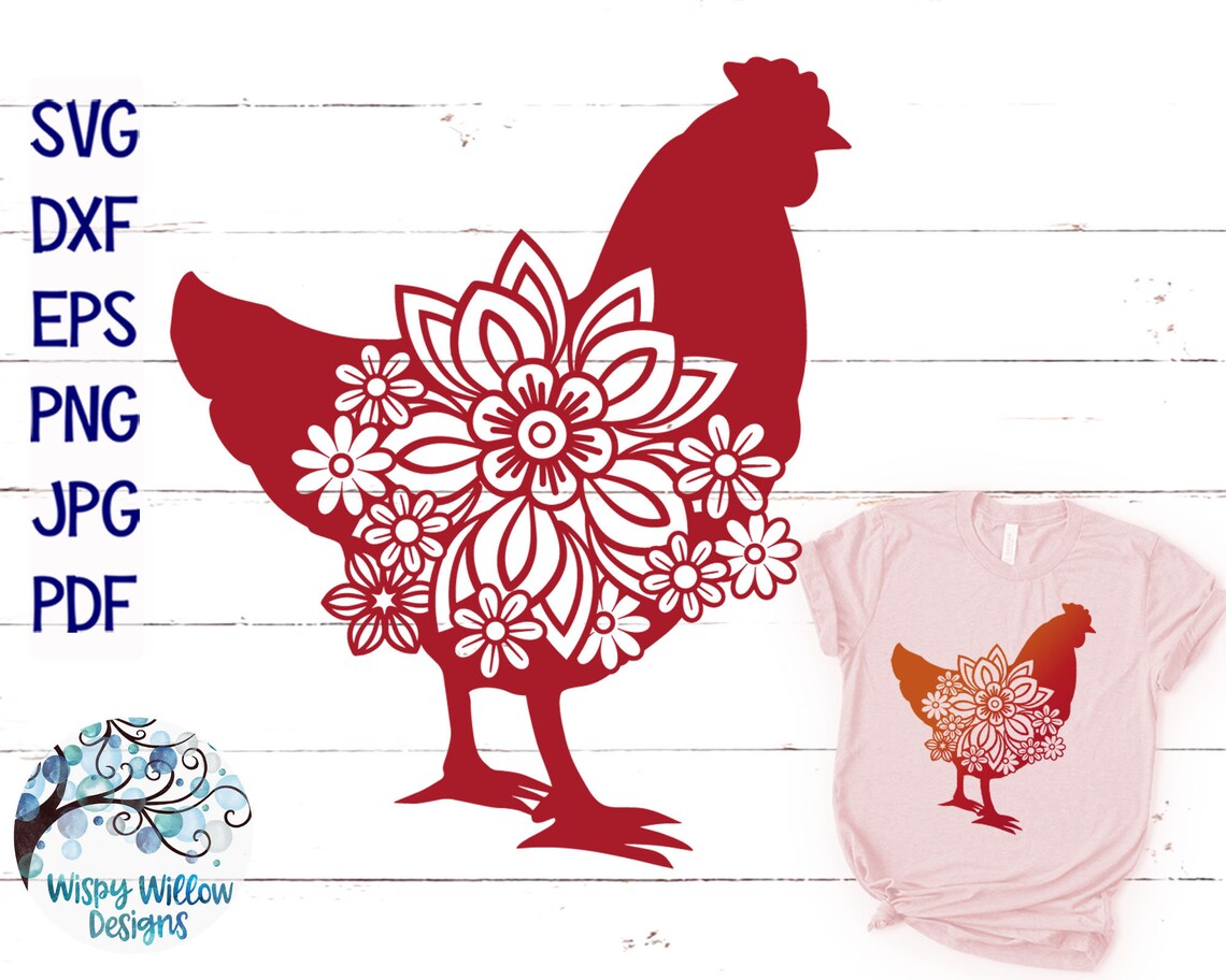 Floral Chicken SVG Dxf Png Jpg Chicken Svg Chicken | Etsy