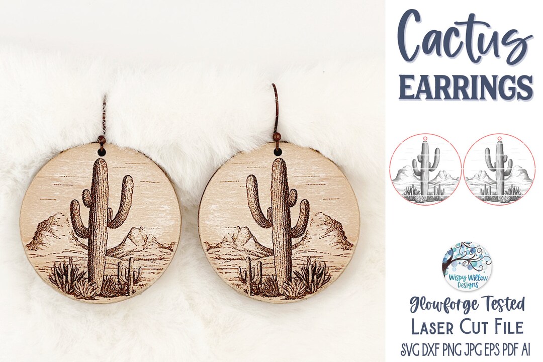 Cactus Earring SVG File for Glowforge or Laser Cutter, Desert Arizona ...