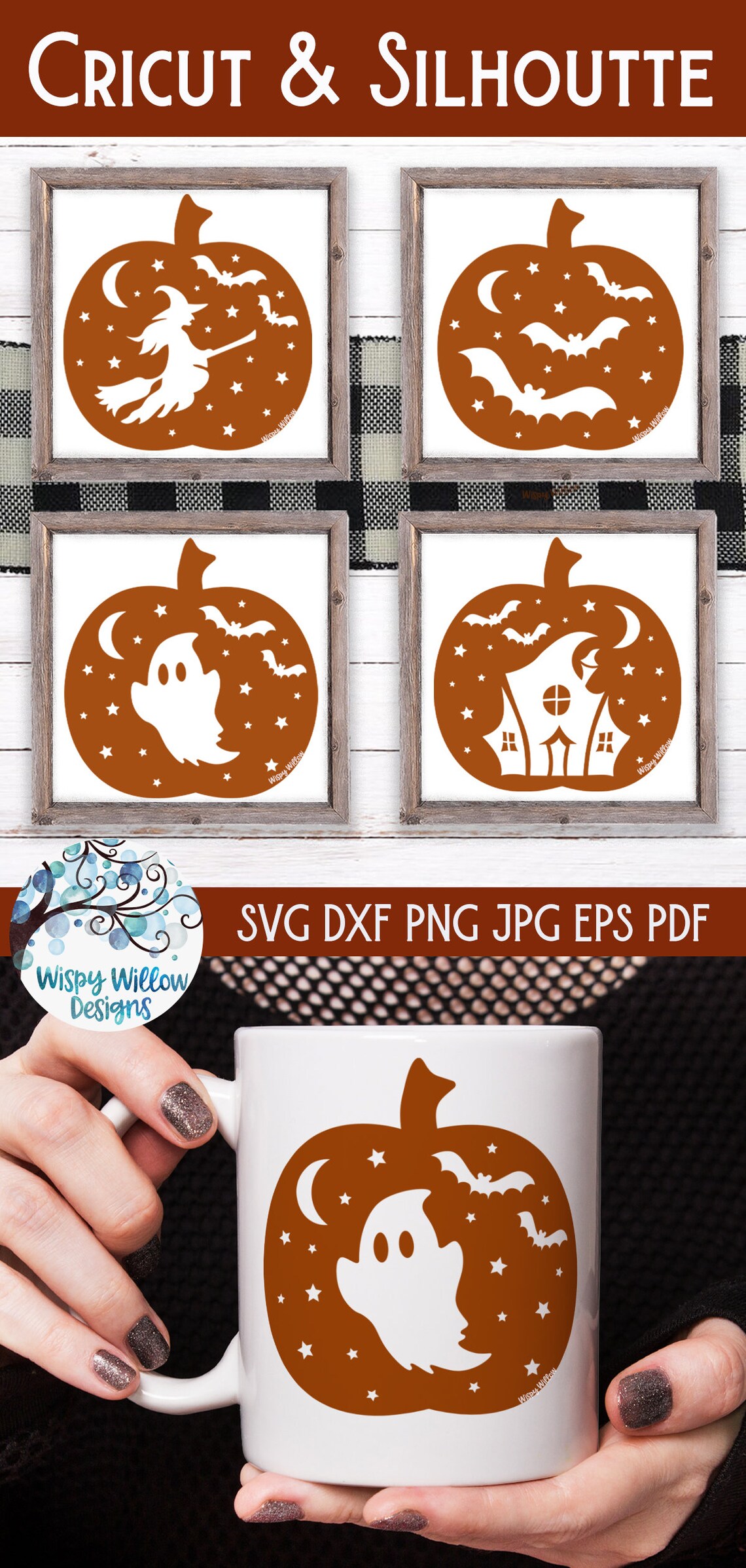 Halloween Pumpkin With Witch, Bats, Ghost, Haunted House SVG Bundle ...