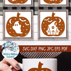 Halloween Pumpkin With Witch, Bats, Ghost, Haunted House SVG Bundle ...