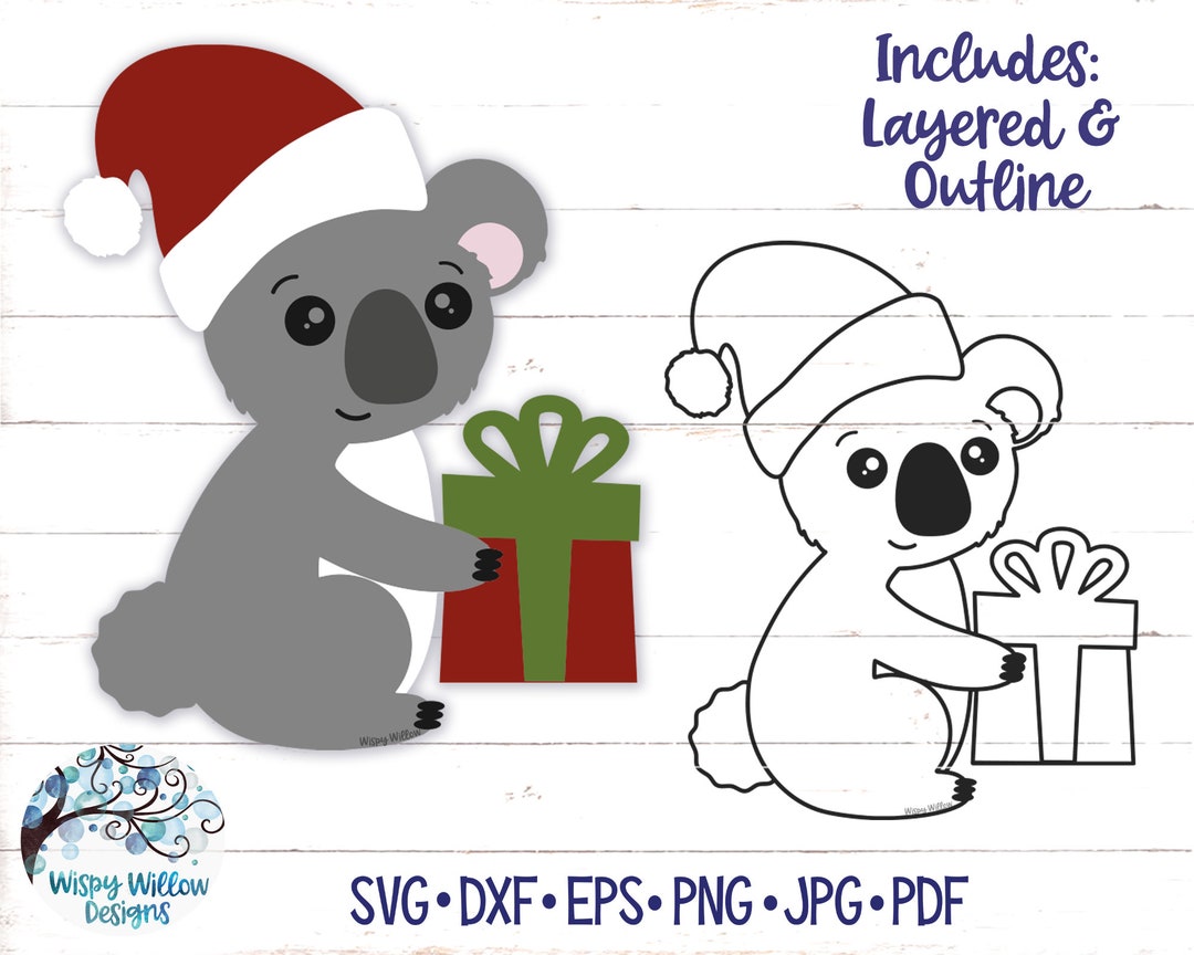 Christmas Koala SVG, Koala With Santa Hat, Santa Claus Koala, Santa ...