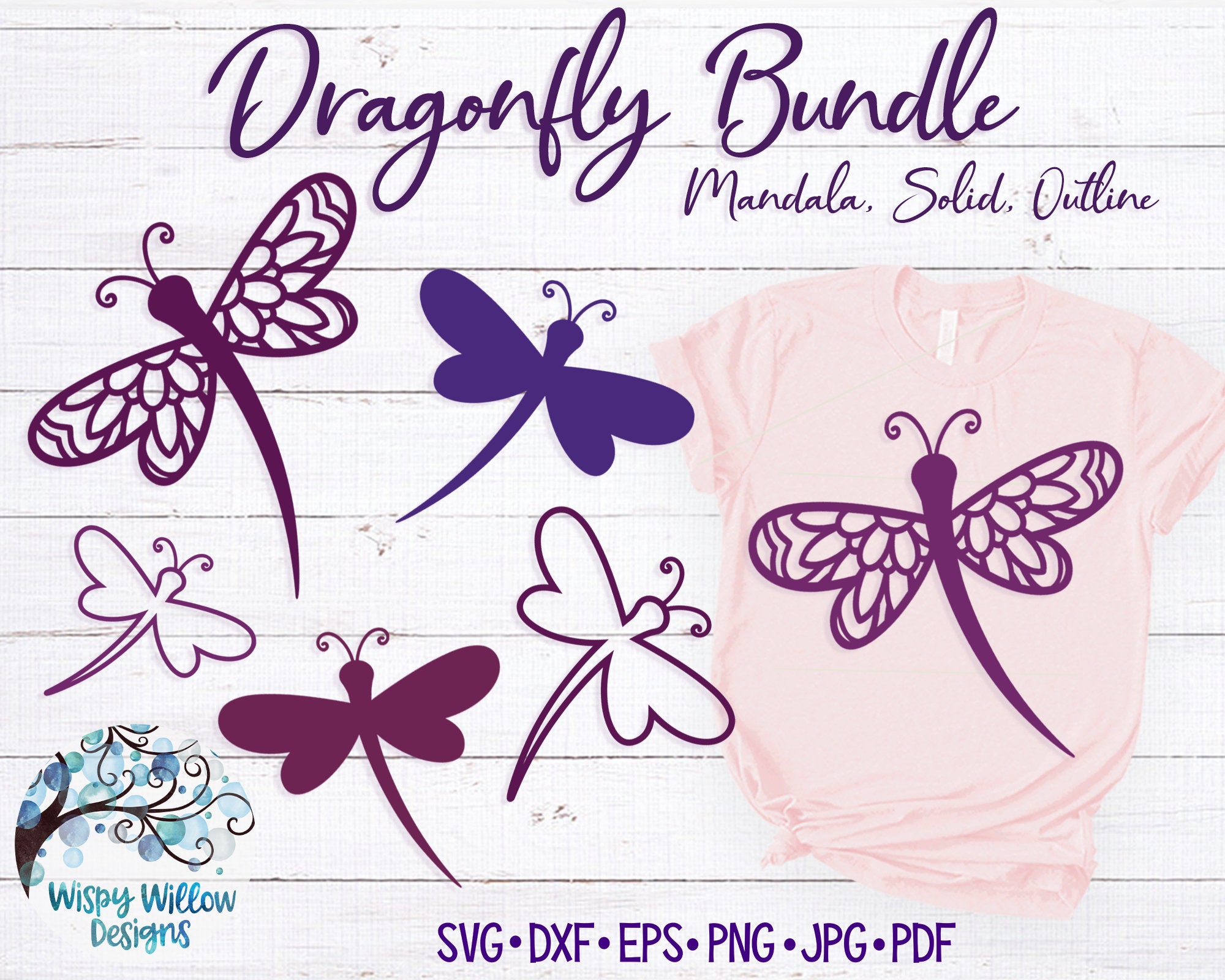 Dragonfly SVG Bundle DXF Png Mandala Dragonfly Dragonfly - Etsy