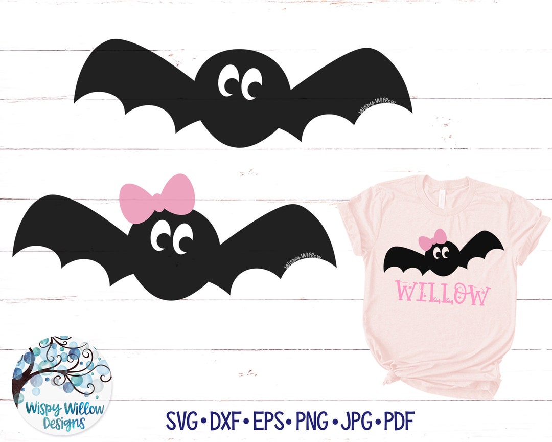 Cute Bat SVG for Cricut, Girl Bat With Bow, Boy Halloween Animal, Kid ...
