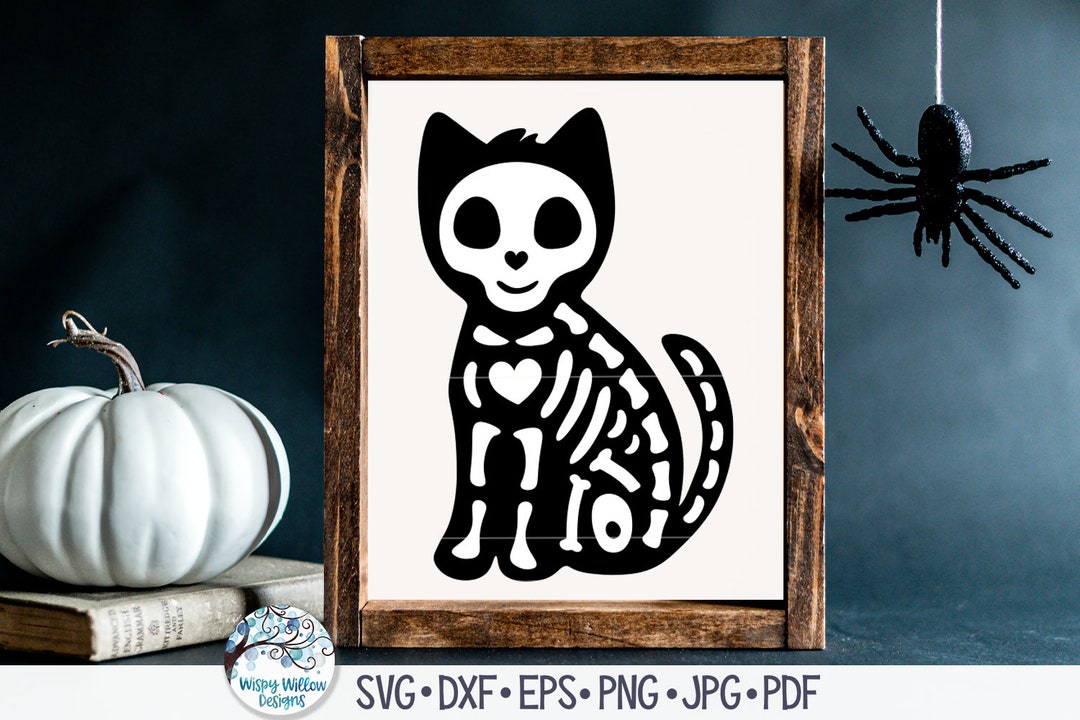 Cat Skeleton SVG, Halloween Skeleton Cat SVG, Halloween Cat, Animal ...