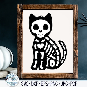 Cat Skeleton SVG, Halloween Skeleton Cat SVG, Halloween Cat, Animal ...