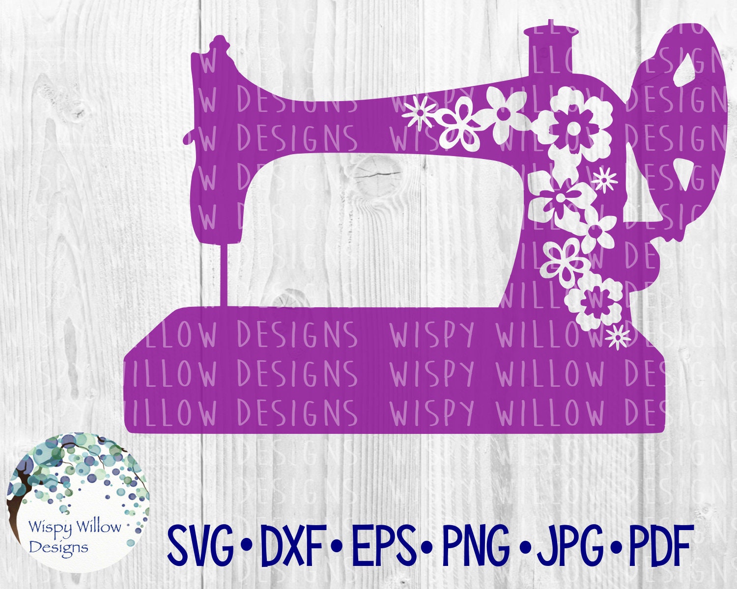 Sewing Machine Floral Cut File SVG, DXF, PDF, Png, Cricut, Silhouette ...
