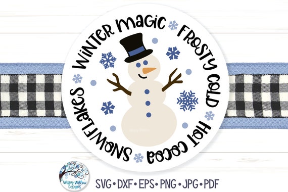 Round Snowman Sign SVG Winter Sign Svg Winter Word Round - Etsy