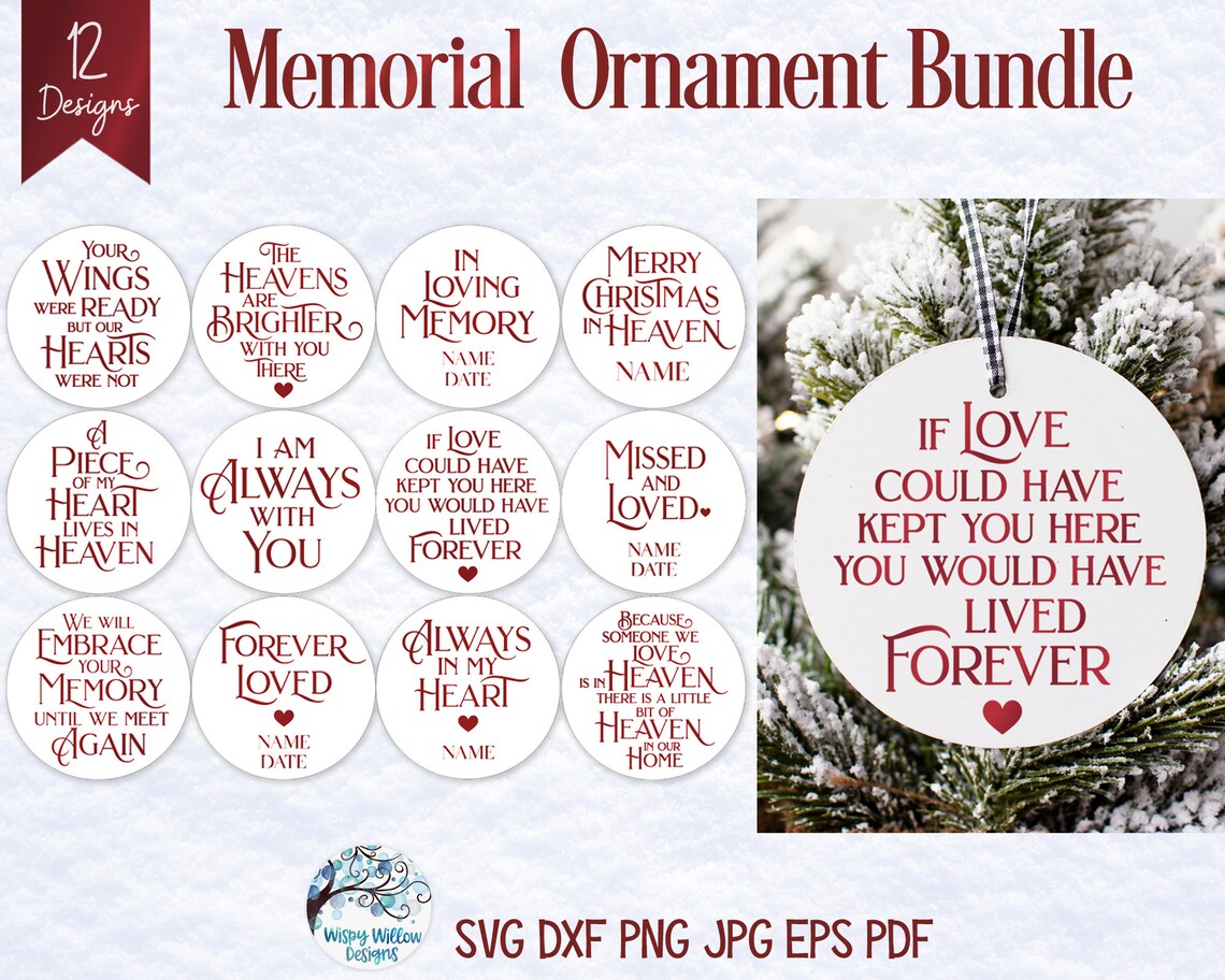 Memorial Christmas Ornament SVG Bundle for Cricut, Your Wings Were ...