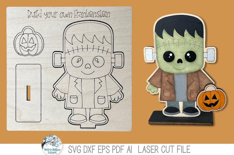 Halloween Frankenstein Pop Out Kit SVG File for Laser Cutter, Build ...