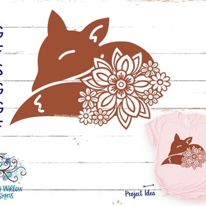 Floral Fox SVG, DXF, Png, Pretty Fox Svg, Fox With Flowers, Foxes Svg ...