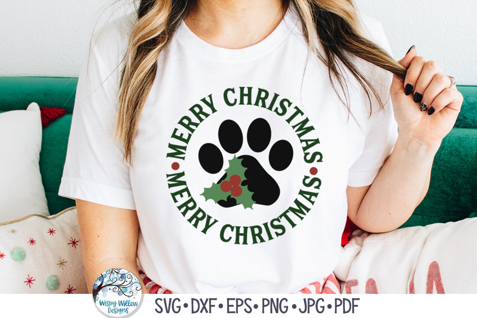 Merry Christmas Paw Print SVG Christmas Dog Paw Print Svg - Etsy