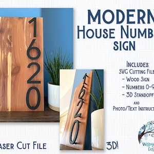 Modern House Number Sign File for Glowforge or Laser Cutter, House ...