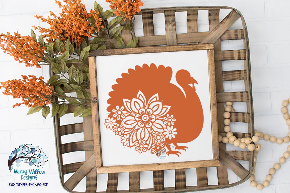 Turkey Floral SVG Turkey SVG DXF Turkey With Flowers Png - Etsy