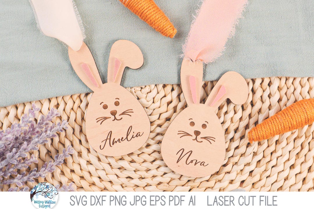 Personalized Easter Bunny Basket Tag File for Laser Cutter, Cute Spring ...