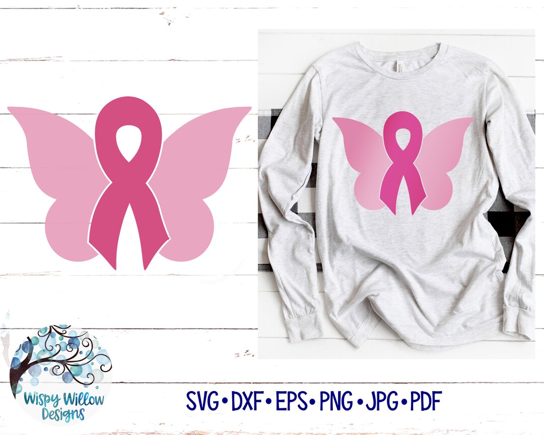 Breast Cancer Ribbon Butterfly SVG for Cricut, Cancer Awareness Ribbon ...